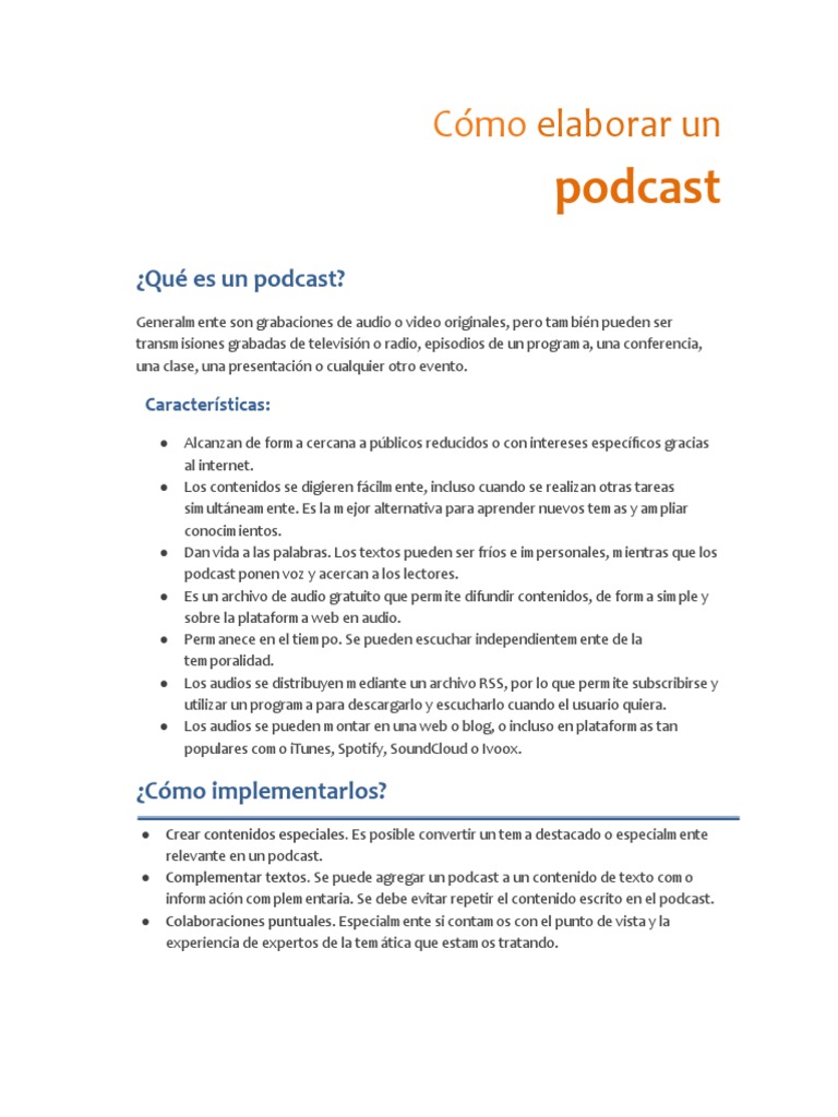 Cómo Elaborar Un Podcast | PDF