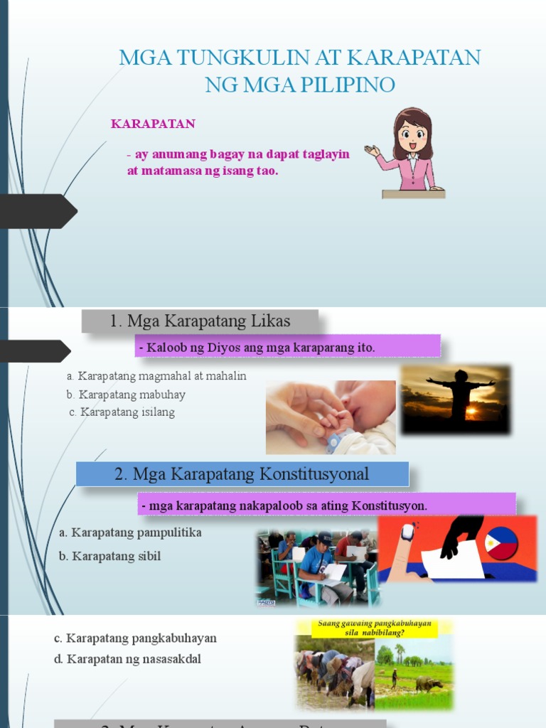Mga Karapatan at Tungkulin NG Mamamayang Pilipino | PDF Mga Karapatan at Tungkulin NG Mamamayang Pilipino | PDF