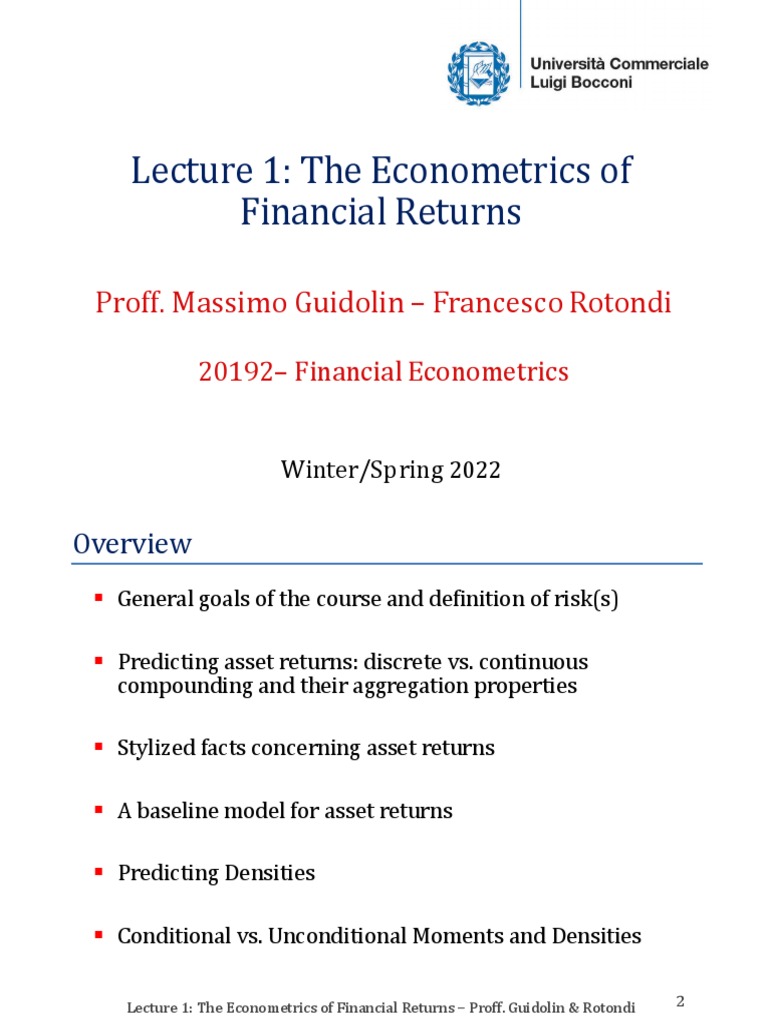 ECONOMETRICS Course | PDF | Autoregressive Model | Stationary Process
