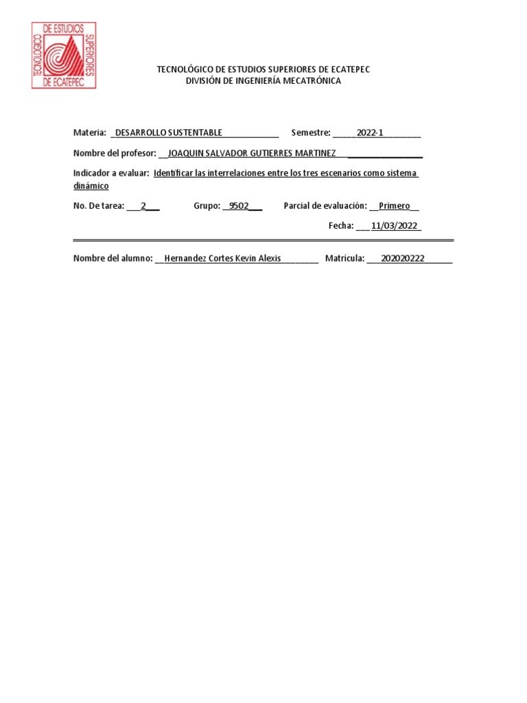 TAREA 2. Identificar Las Interrelaciones Entre Los Tres Escenarios Como ...
