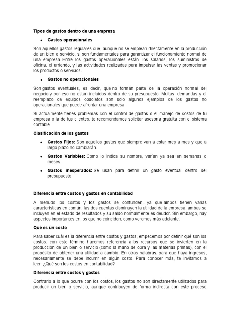 Guía de Costos y Gastos Empresariales | PDF | Costo | Business