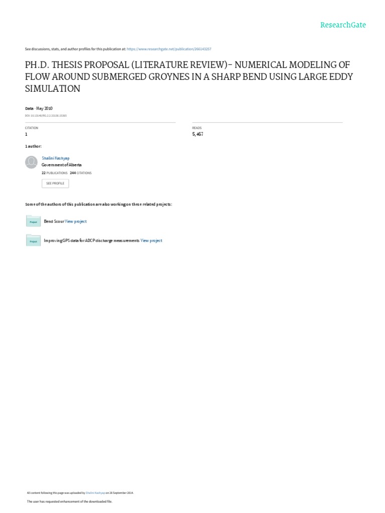 Ph.d. Thesis Proposal (Literature Review) - Numerical Modeling of Flow ...