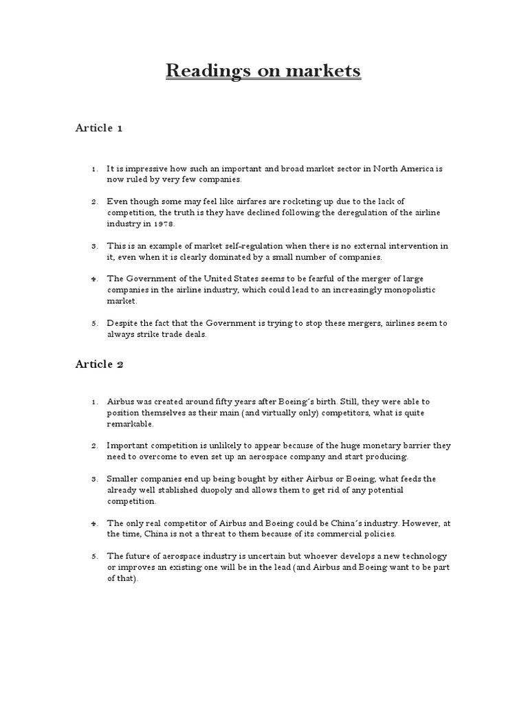 Readings On Markets | PDF | Business | Finance & Money Management