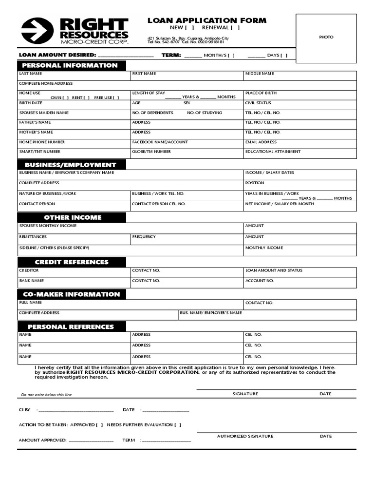 RR Application Form | PDF