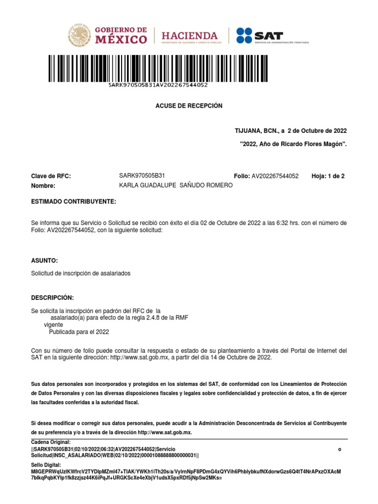 Acuse de Recepción | PDF | Gobierno | Tecnologías de la información