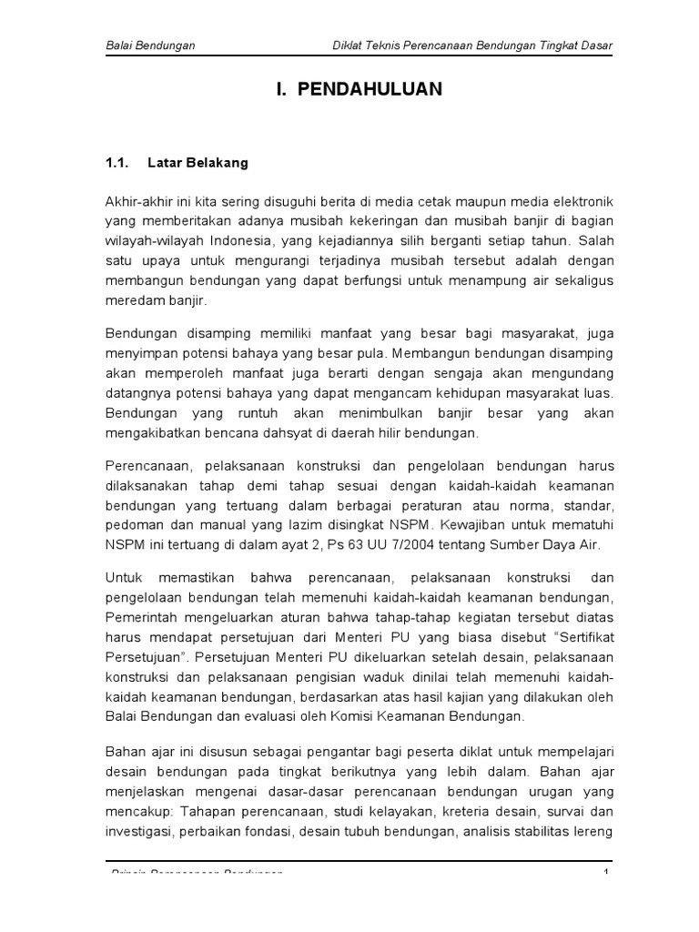 Modul Prinsip Perencanaan Bendungan | PDF