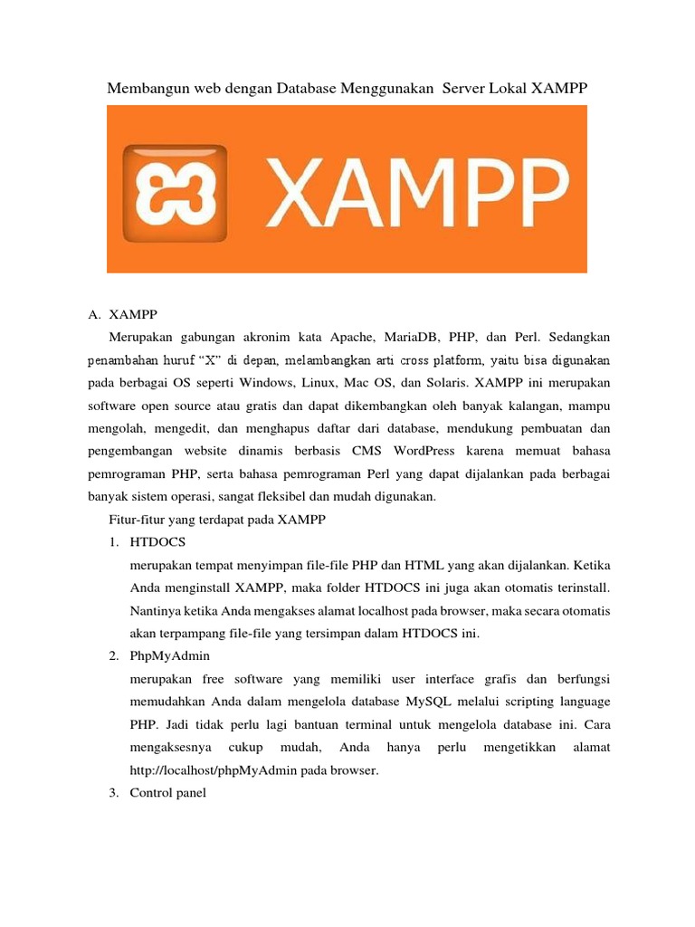 Membangun Web Dengan Database Menggunakan Server Lokal XAMPP | PDF