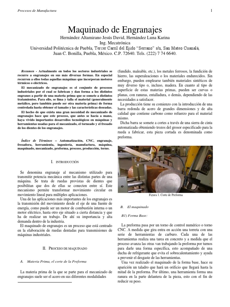 Maquinado De Engranajes Pdf Engranaje Acero