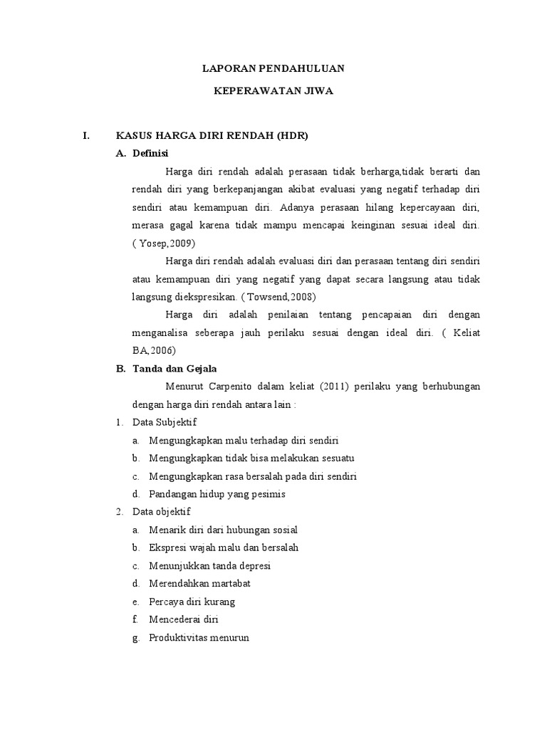 LP Harga Diri Rendah | PDF