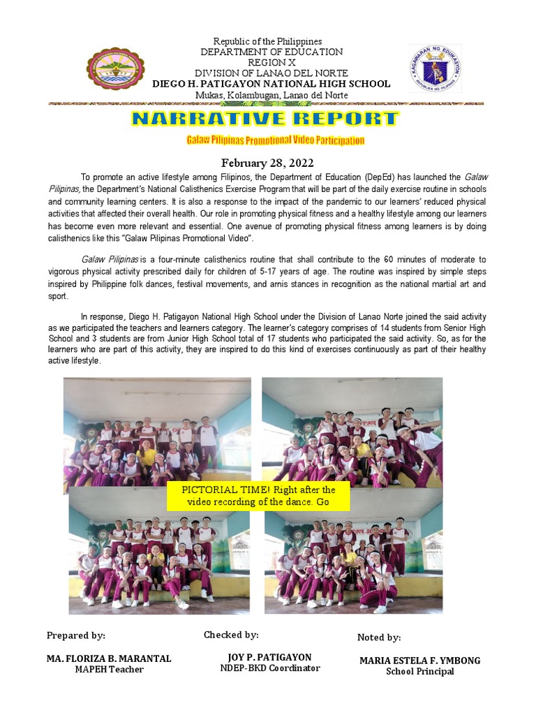 Narrative Report Galaw Pilipinas | PDF | Physical Fitness | Recreation