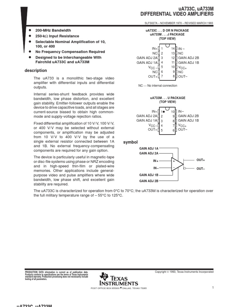 Ua 733 | PDF | Amplifier | Telecommunications Engineering