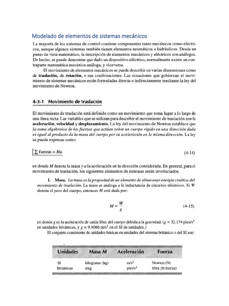 Modelado de Elementos de Sistemas Mecánicos | PDF