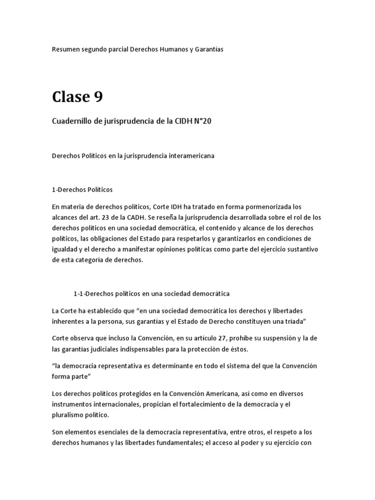 Resumen Segundo Parcial Derechos Humanos y Garantías | PDF | Debido al proceso | Convenio ...