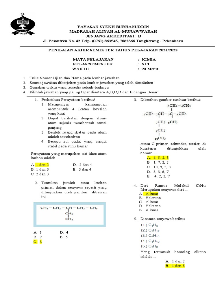 Soal Kelas XI Fix - Perbaikan | PDF | Sains & Matematika