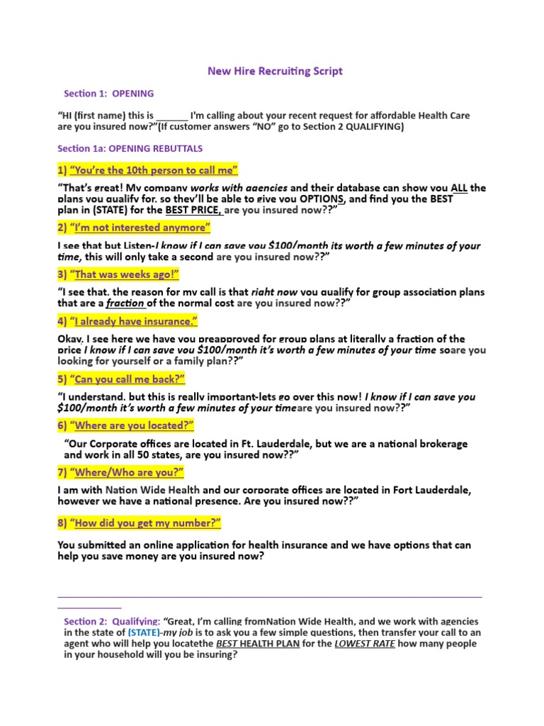 New Hire Recruiting Script | PDF
