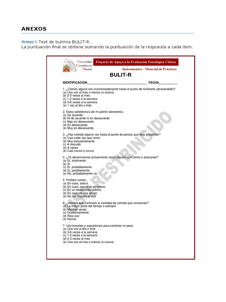 Cuestionario BULIT-R | PDF