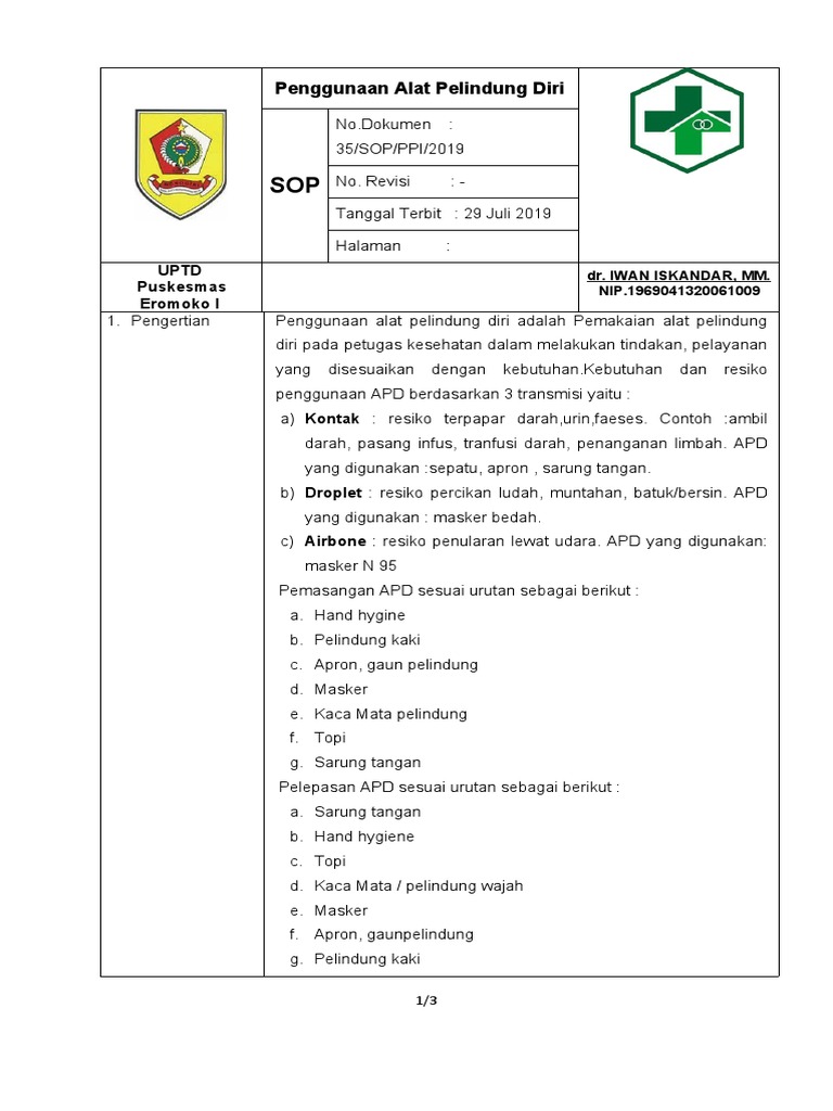 Sop-Penggunaan APD - 2019 | PDF