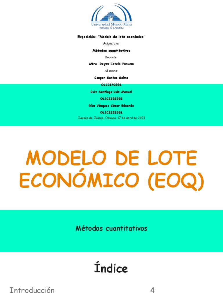 Modelo de Lote Económico EOQ | PDF | Inventario | Economias
