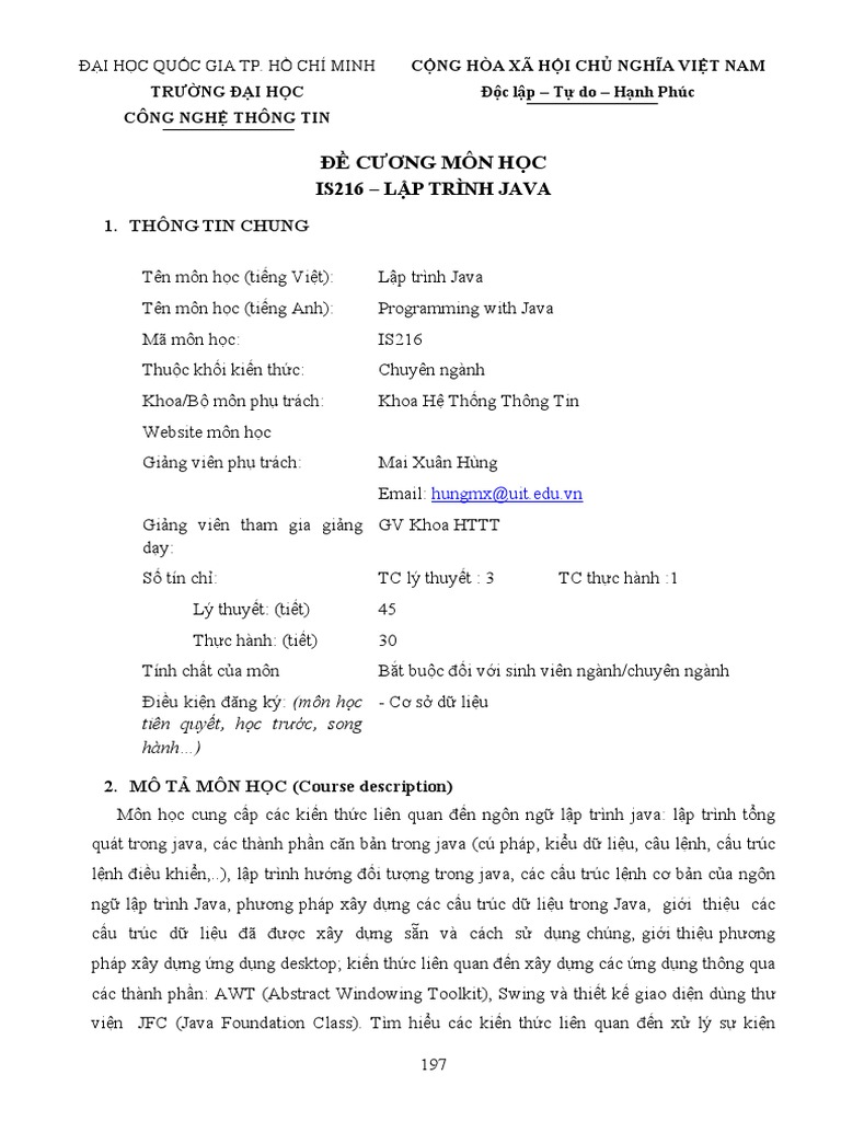 De Cuong Mon Hoc | PDF