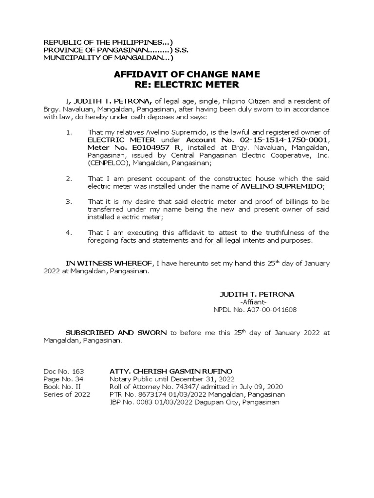 Affidavit of Change Name - 02-03-22 | PDF
