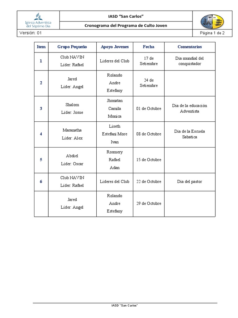 Programa Culto Joven | PDF