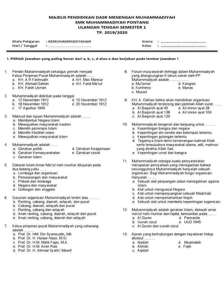 Pas Muhammadiyah Pak Muhith 2020-2021 | PDF