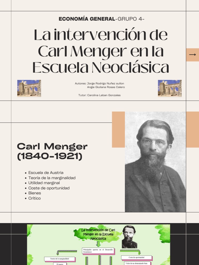 La Intervención de Carl Menger en La Escuela Neoclásica | PDF