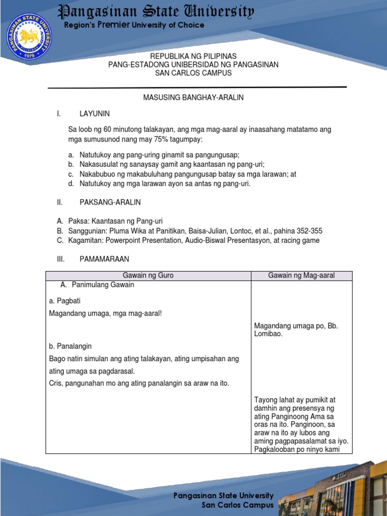 Masusing Banghay Aralin 3 | PDF