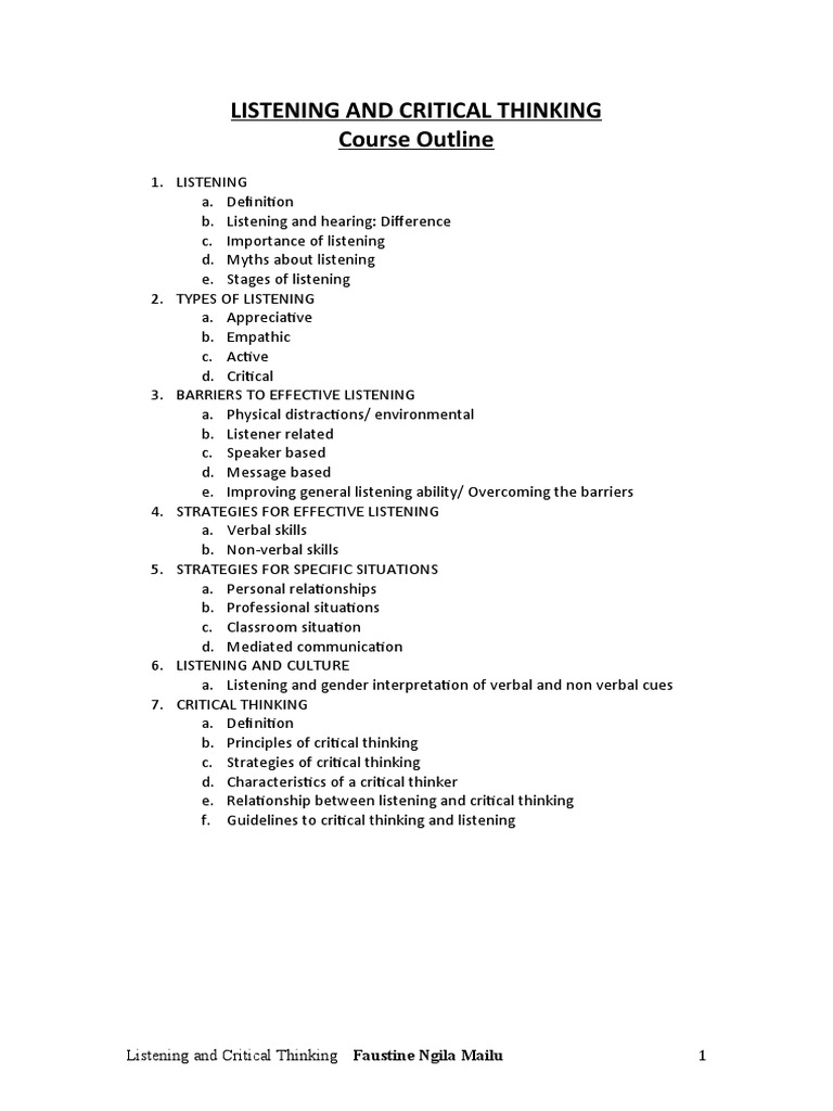 Listening and Critical Thinking Skills | PDF | Critical Thinking | Thought