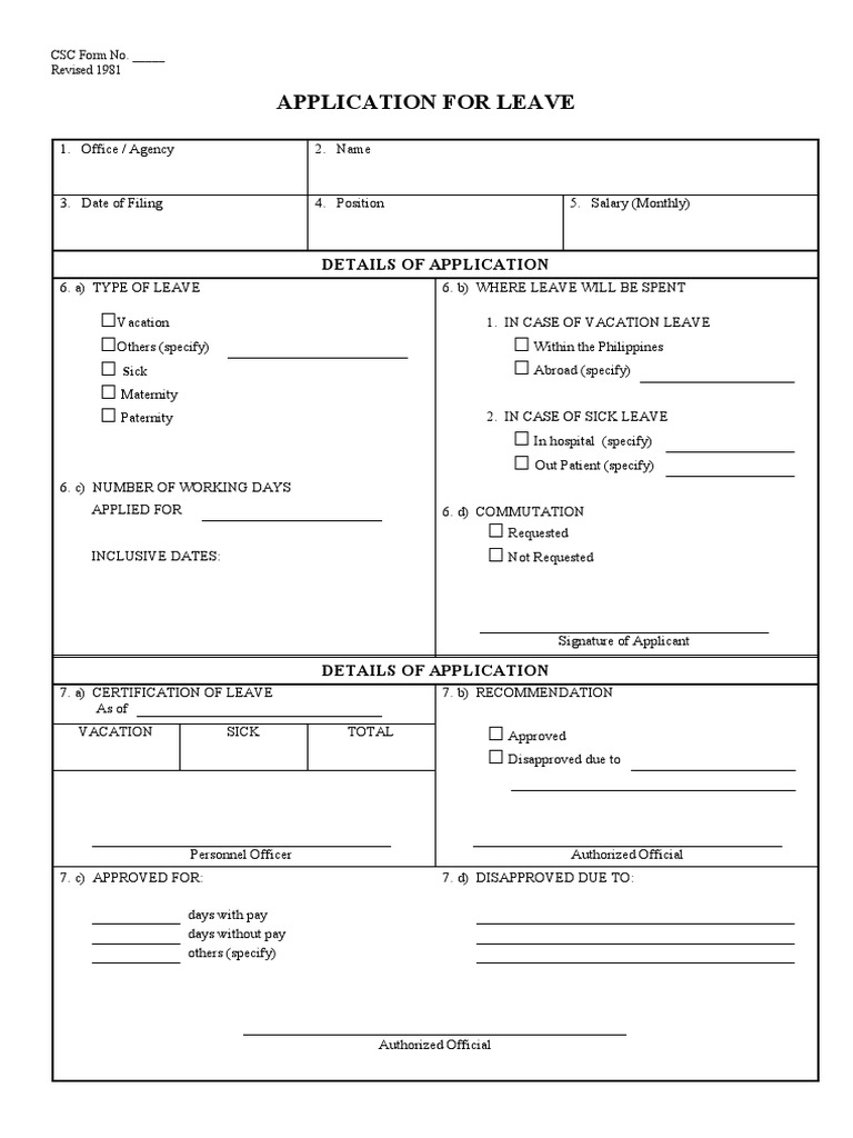 Leave Application | PDF