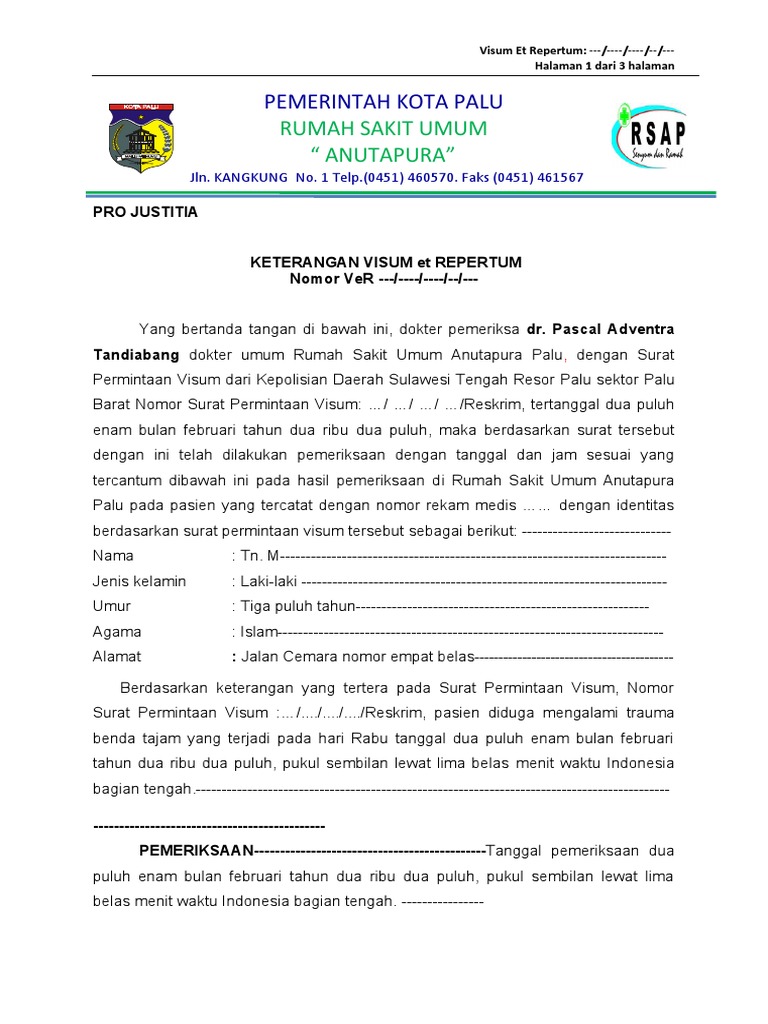 Contoh VeR Luka Benda Tajam | PDF