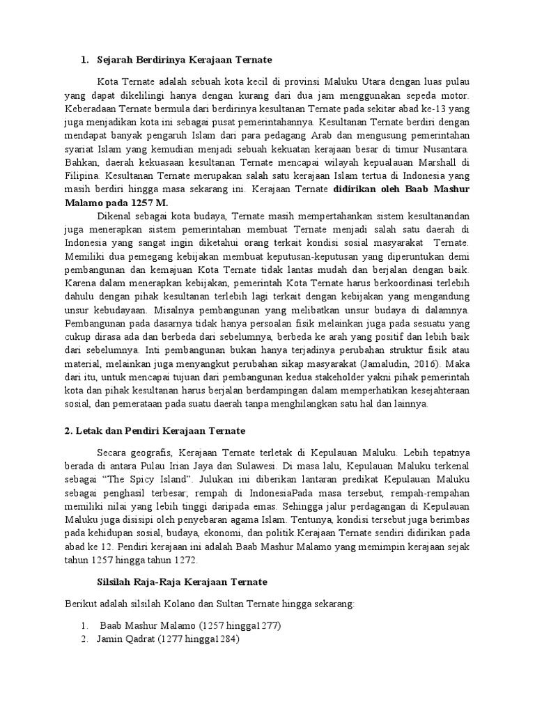 Sejarah Kesultanan Ternate 1257 M | PDF