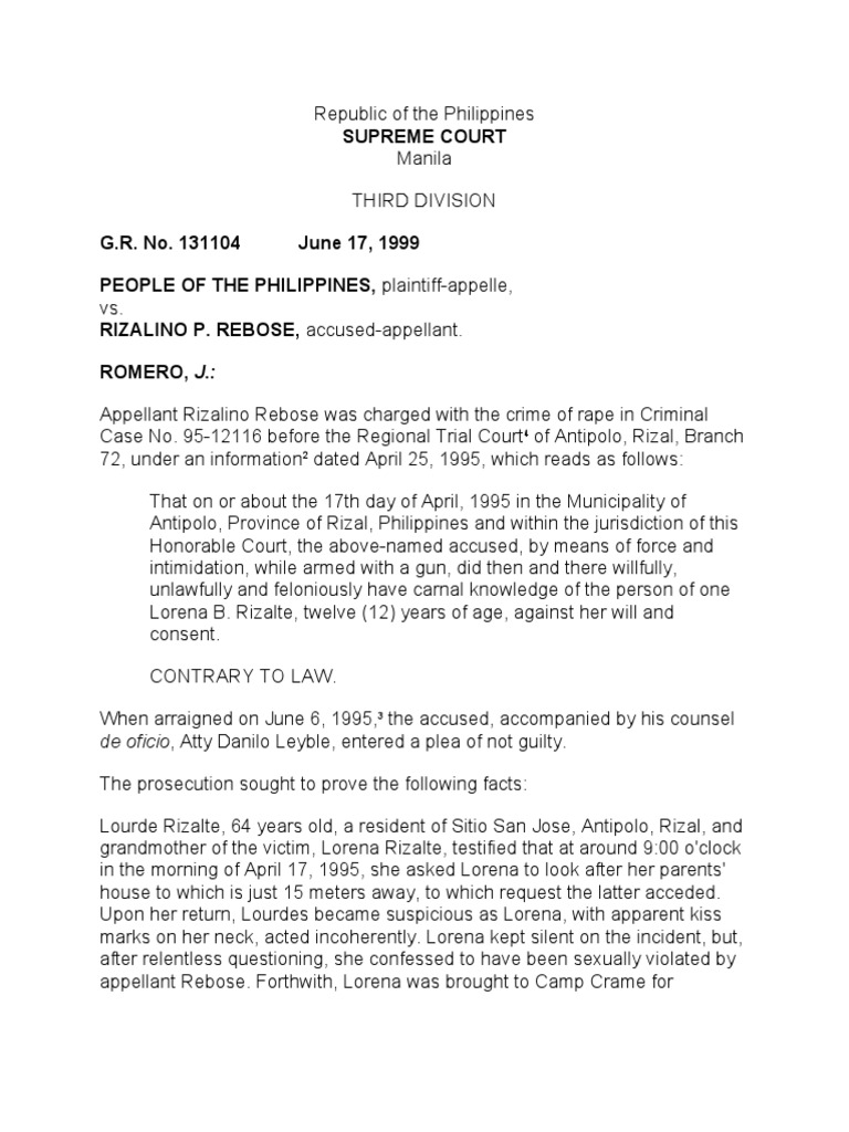 Olaes Vs People Republic of The Philippines | PDF | Rape | Prosecutor