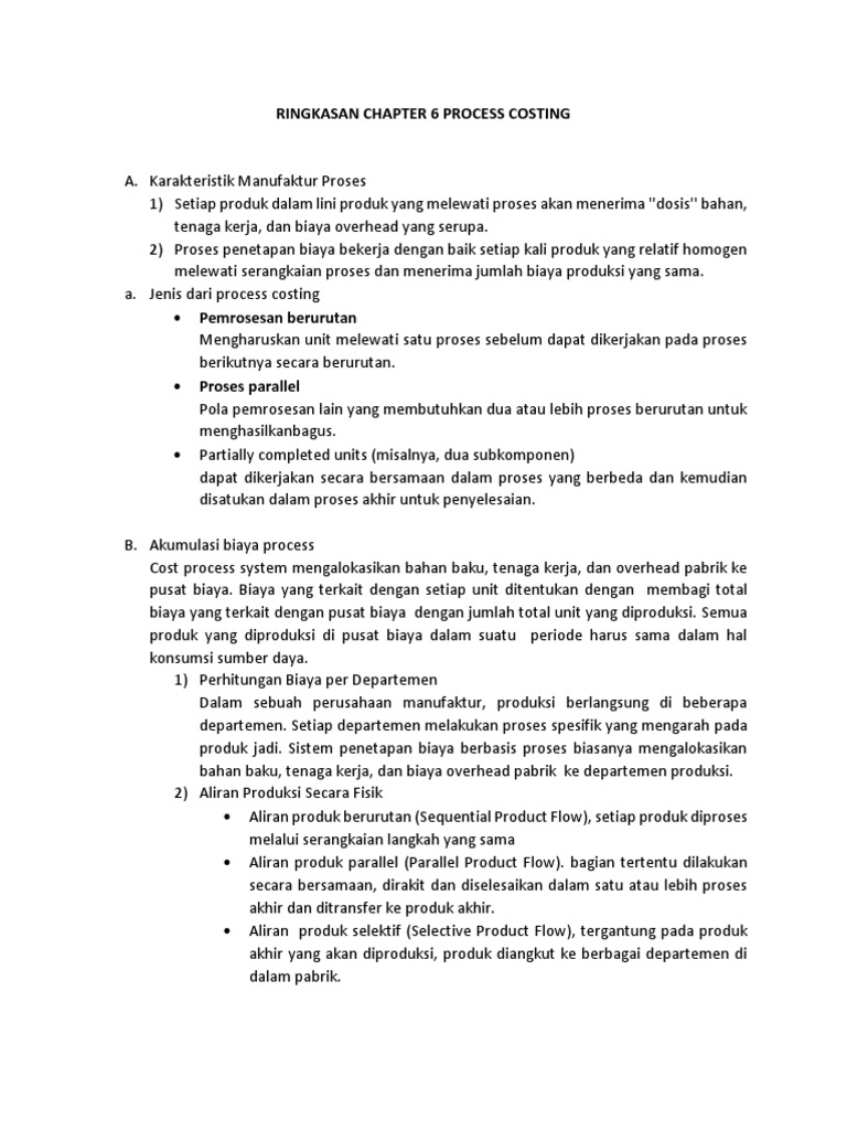 Ringkasan Chapter 6 (Process Costing) | PDF