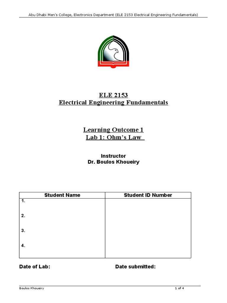 Lab 1 Ohms Law | PDF