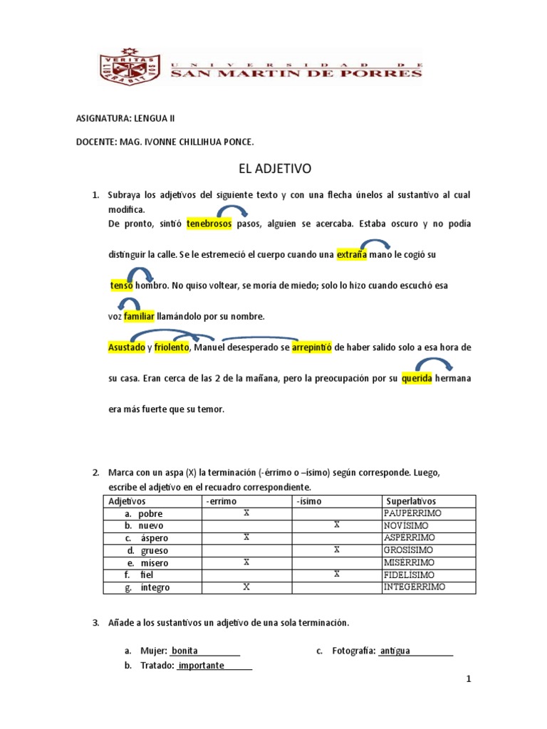 Práctica Guiada-El Adjetivo | PDF | Cerebro | Comportamiento