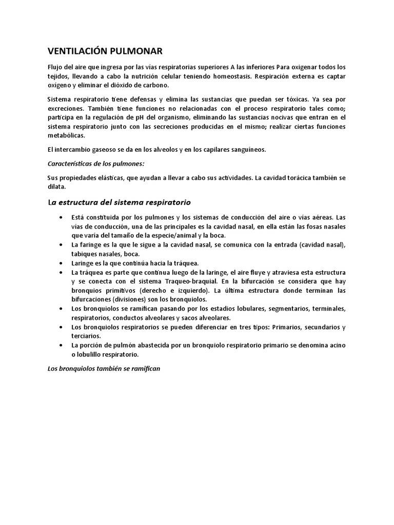 La ventilación pulmonar: proceso de intercambio gaseoso y funciones del sistema respiratorio ...