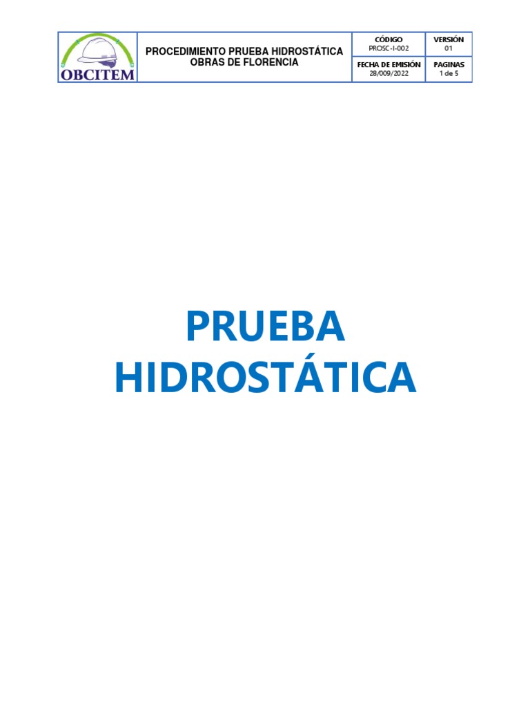 Prueba Hidrostática | PDF | Presión