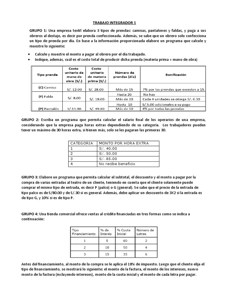 Trabajo Integrador | PDF | Pieza de trabajo | Business