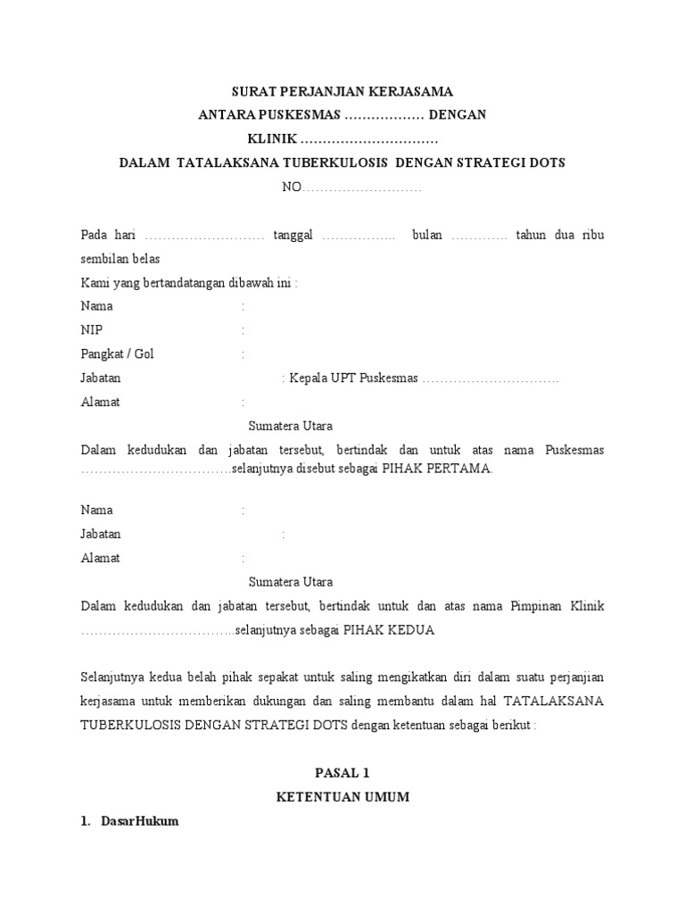 Draft Mou Puskesmas Klinik Fiks Pdf