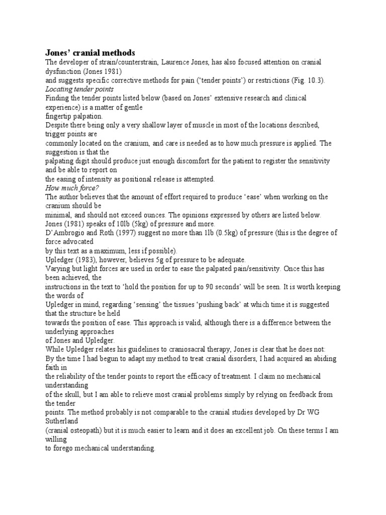 Jones Cranial Methods | PDF | Skull | Pain