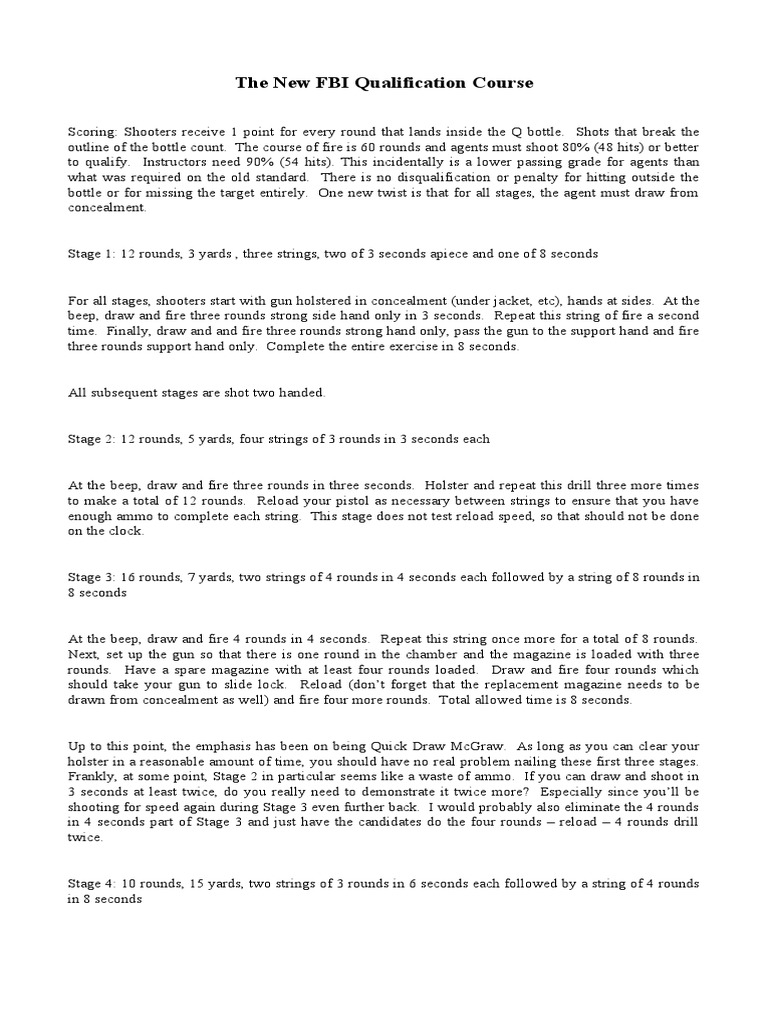 The New FBI Qualification Course | PDF | Magazine (Firearms) | Tools