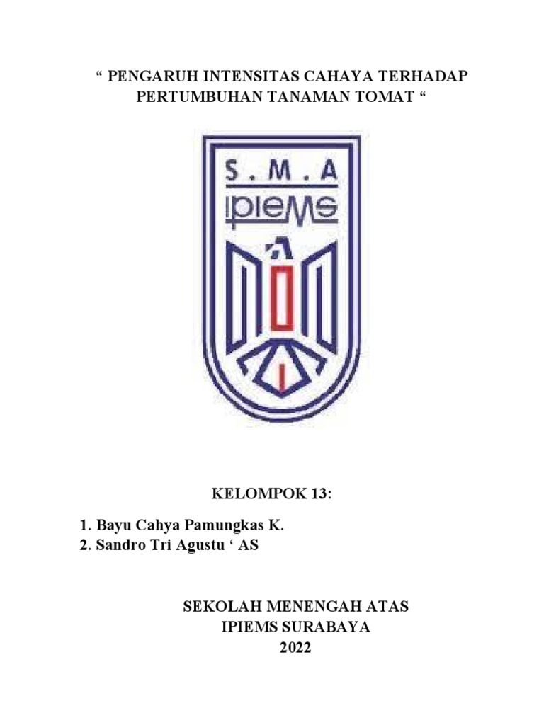 Pengaruh Intensitas Cahaya Terhadap Pertumbuhan Tanaman Tomat | PDF Pengaruh Intensitas Cahaya Terhadap Pertumbuhan Tanaman Tomat | PDF