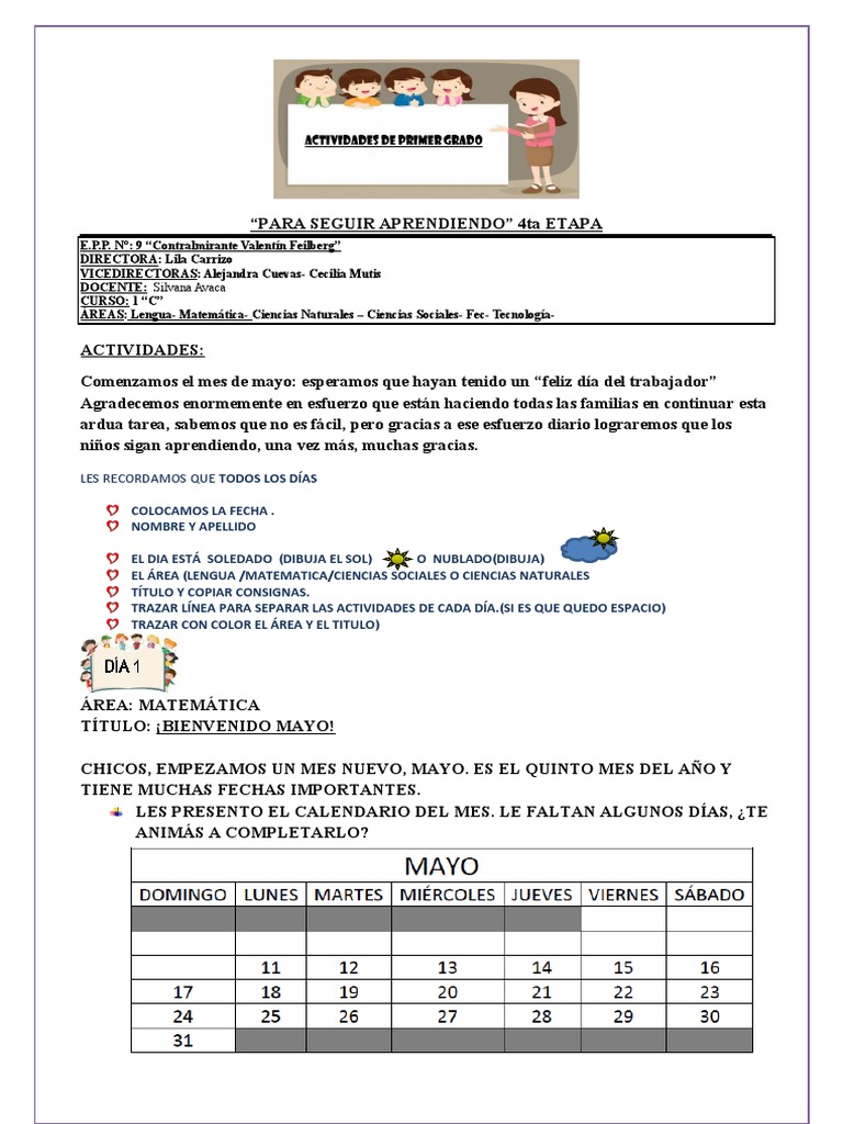 Actividades Escolares Mayo 2020 | PDF