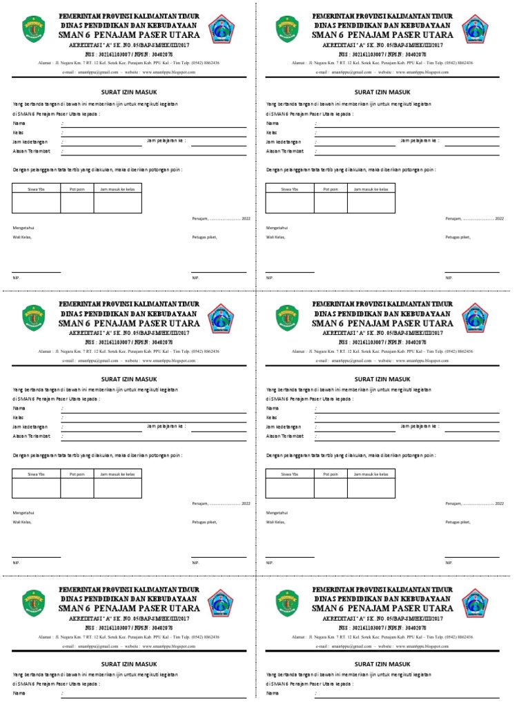 Surat Izin Masuk & Keluar 2020 | PDF