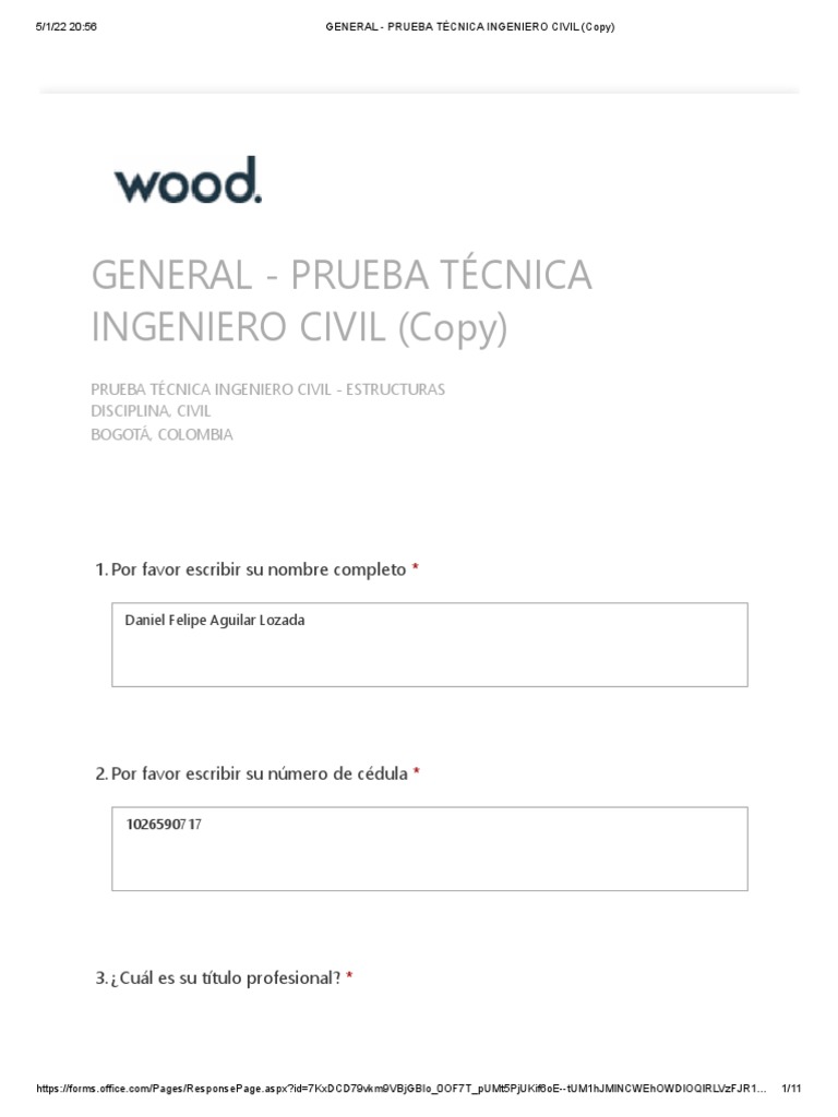 General - Prueba Técnica Ingeniero Civil (Copy) | PDF | Hormigón | Frecuencia