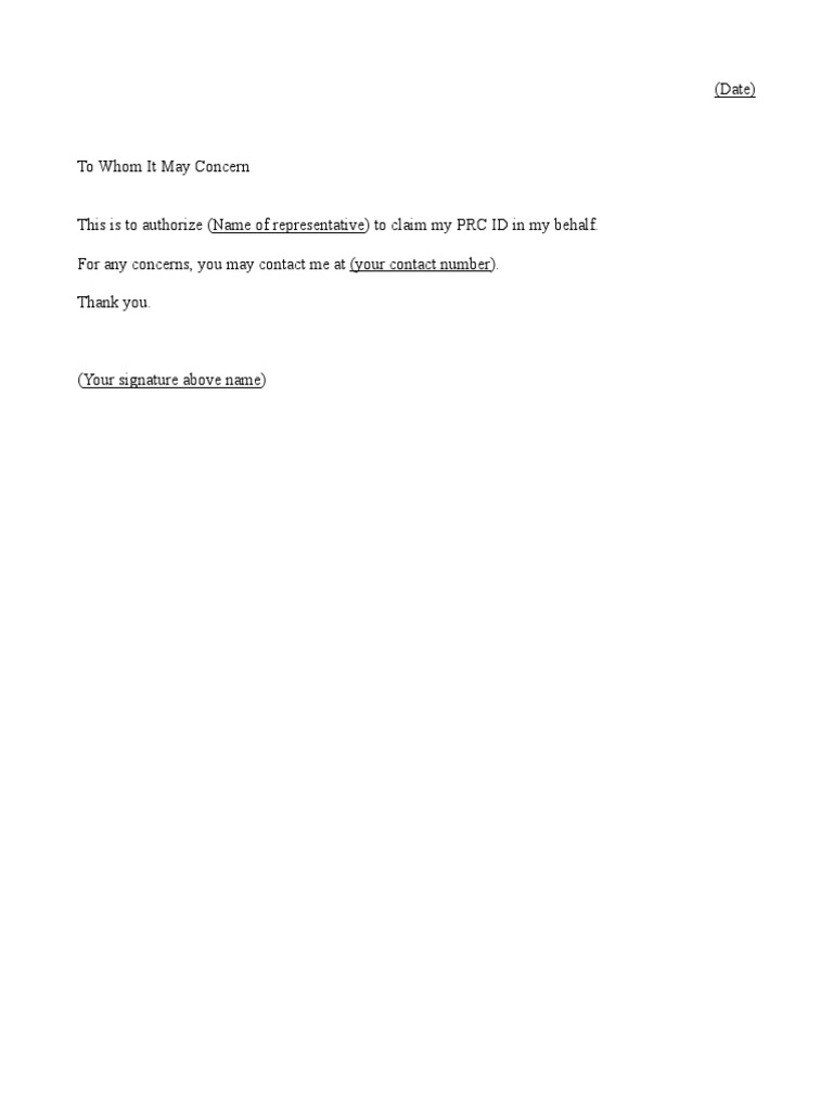 Authorization Letter PRC | PDF