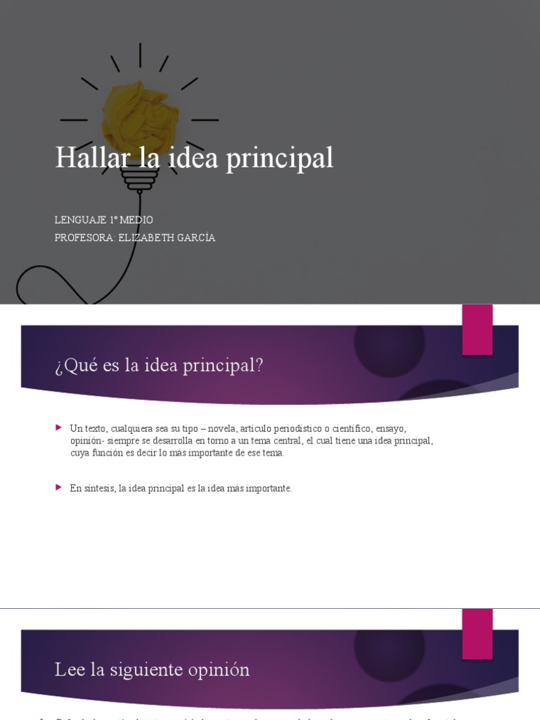 18 Agosto Ppt-Comprensic3b3n-Lectora-Hallar-La-Idea-Principal-1 | PDF ...