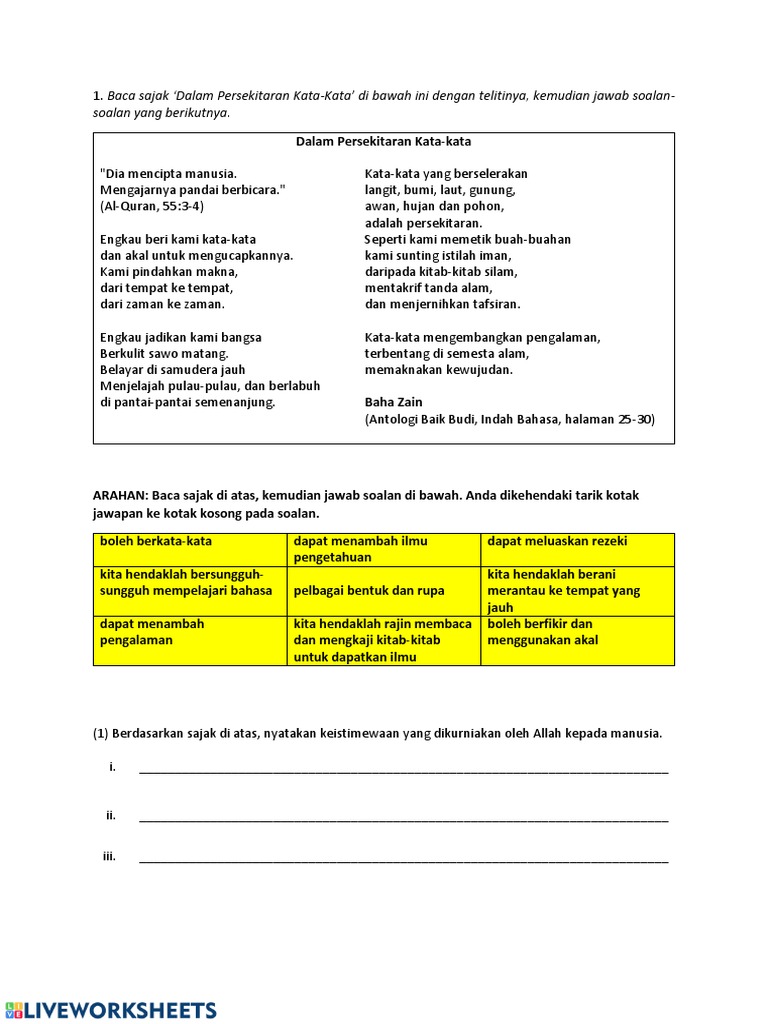 Sajak Dalam Persekitaran Kata-Kata BMT2 | PDF