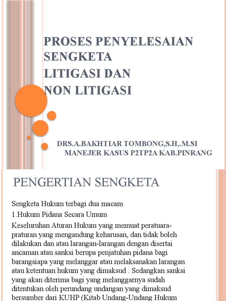 Materi Penyelesaian Sengketa Litigasi Dan Non Litigasi | PDF | Hukum